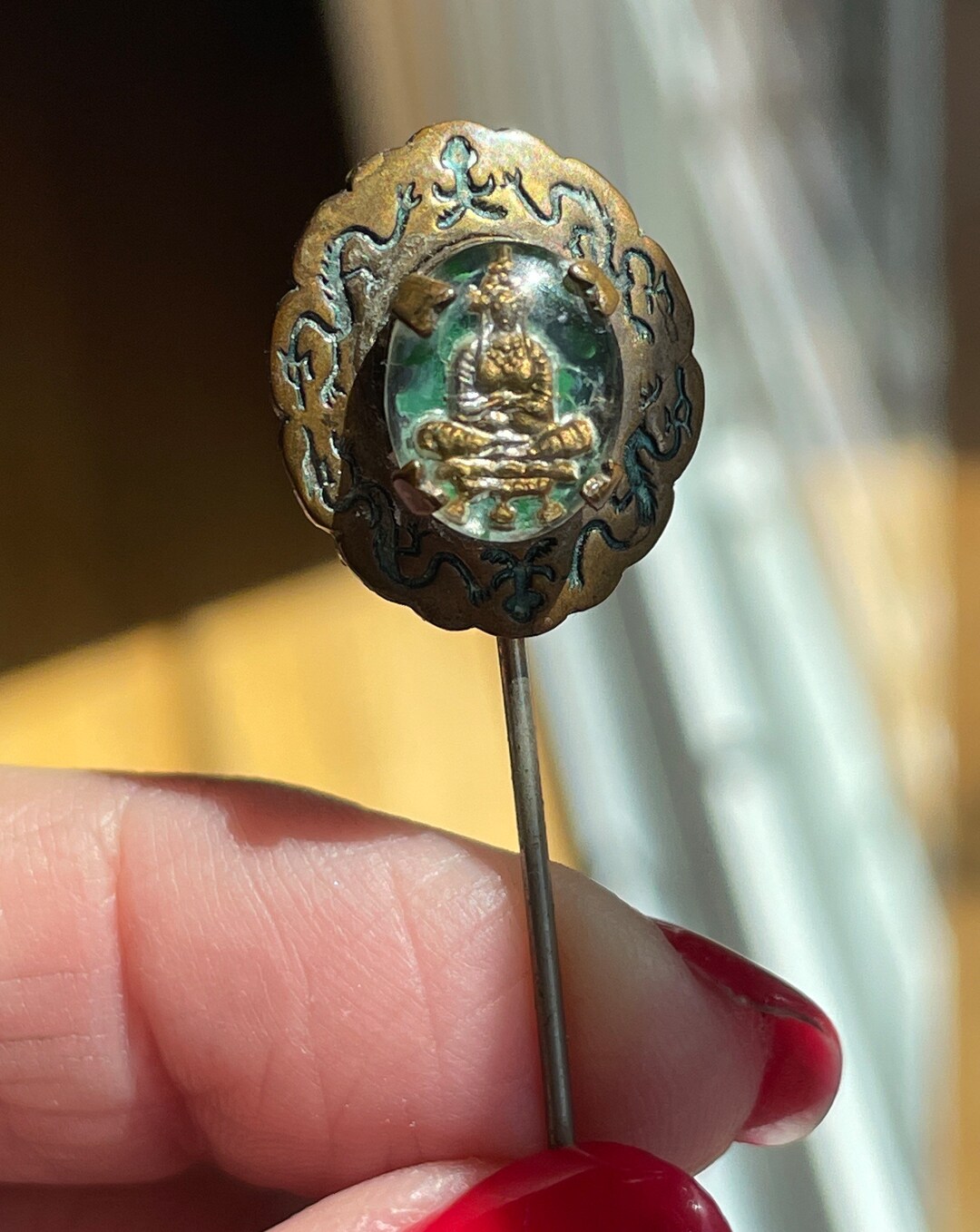 Goddess Under Glass Antique Stick Pin - Etsy