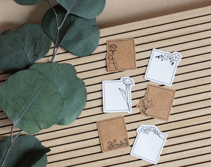 Floral Frames Sticker Flakes in Kraft and Premium Matte White - Etsy