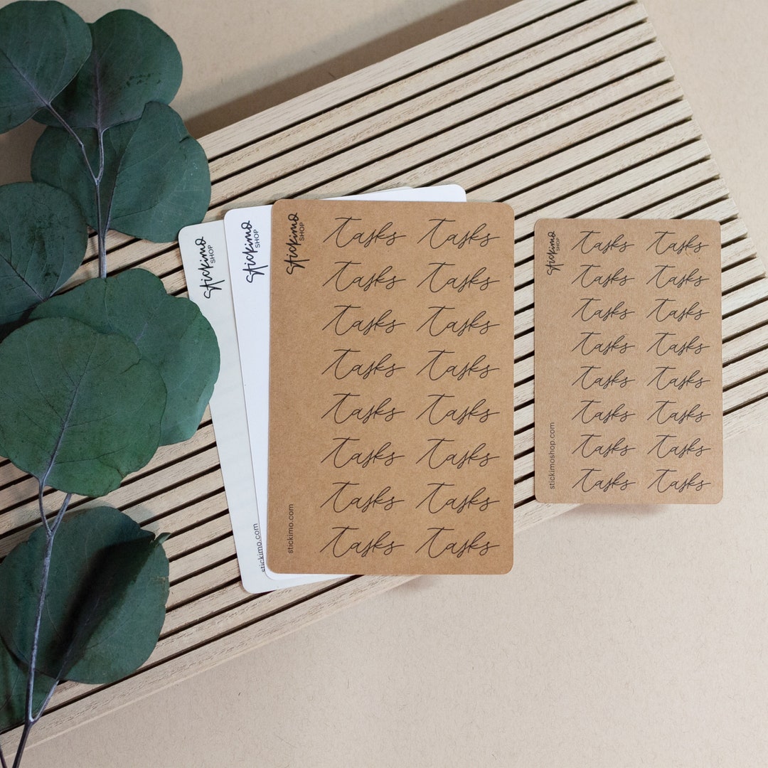 Tasks Cursive Stickers for Planners and Bullet Journalsin Kraft ...