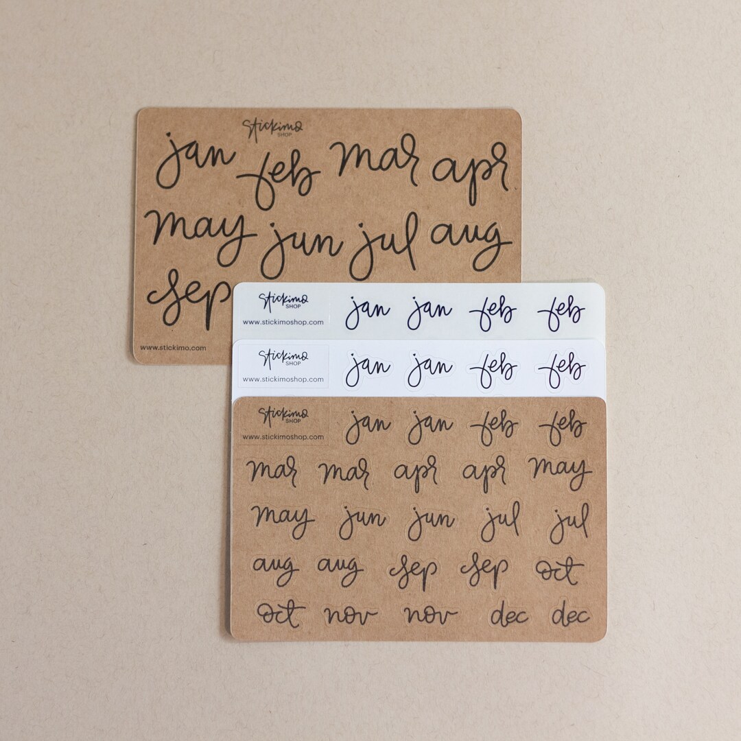 Months Calendar Sticker Sheet V.2 for Bullet Journals and Plannersin ...