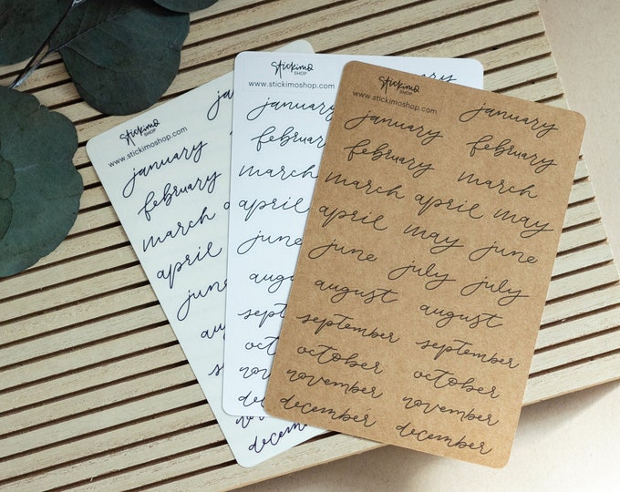 Months Cursive Calendar Sticker Sheet V.6 for Bullet Journals and ...