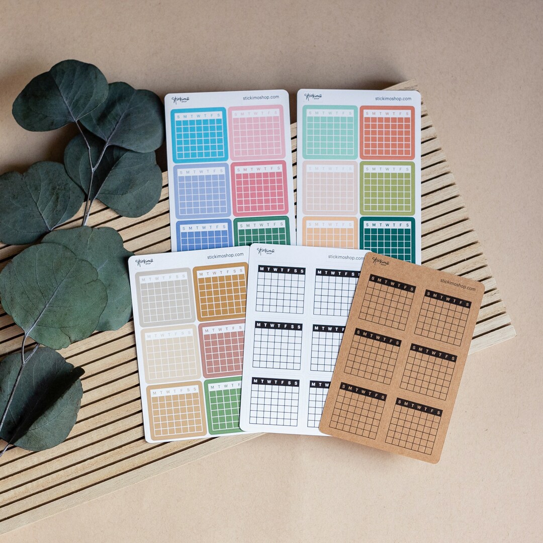 Mini Blank Month Calendar Sticker Sheet in Kraft and Premium Matte ...