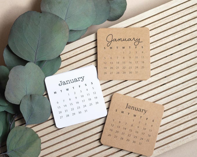 2025 3x3 in Monthly Calendar Stickers in Kraft or Premium Matte White ...