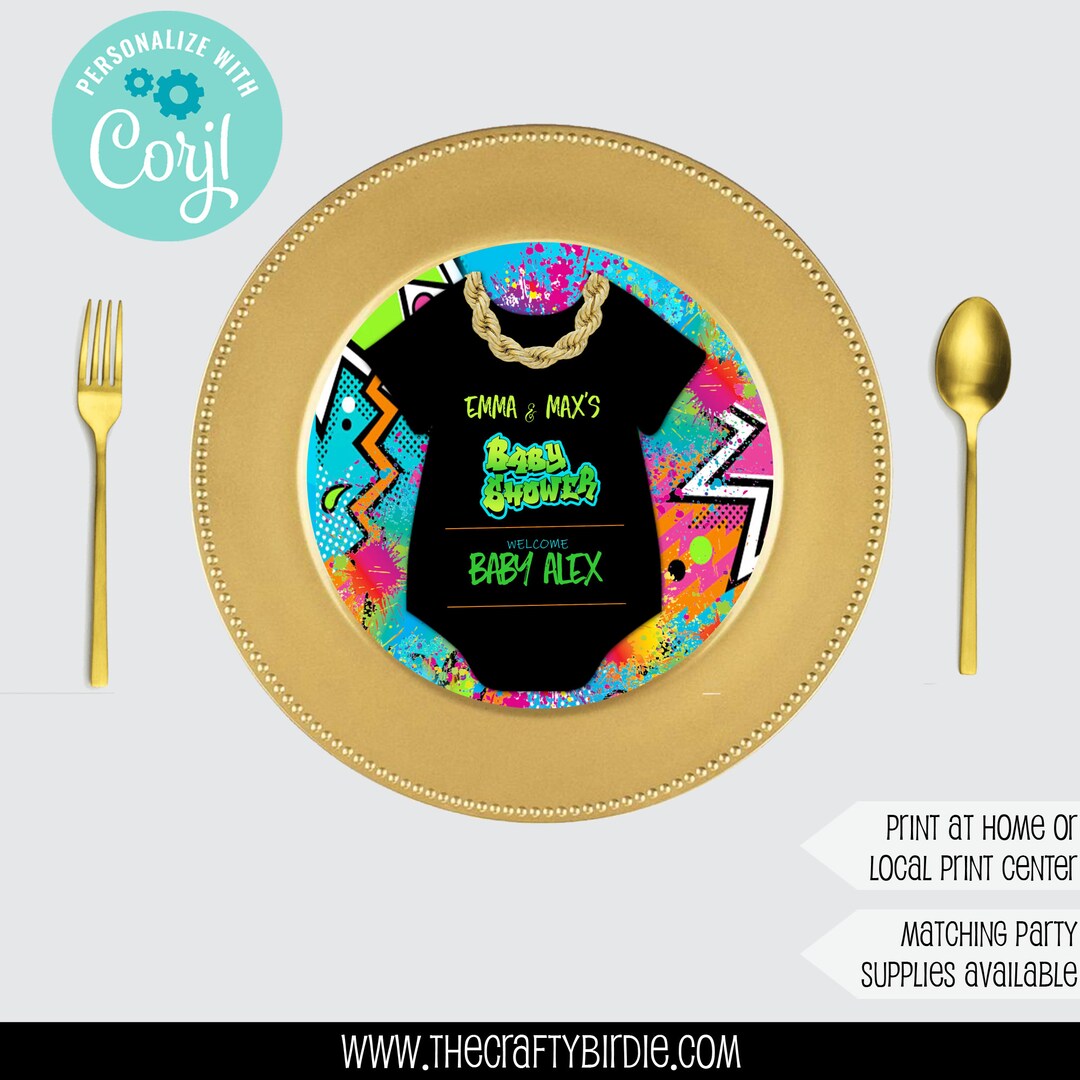 EDITABLE, Fresh Prince Baby Shower Plate Charger, Plate Insert, Fresh ...