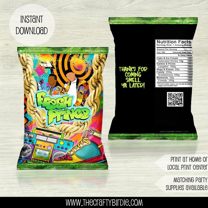 Fresh Prince Chip Bag Fresh Prince Hip Hop Chip Bag 90s - Etsy
