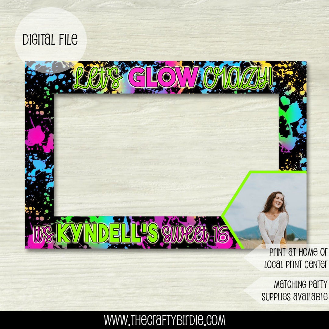 Neon Birthday Party Photo Booth Frame, Glow Party Photo Booth Frame ...