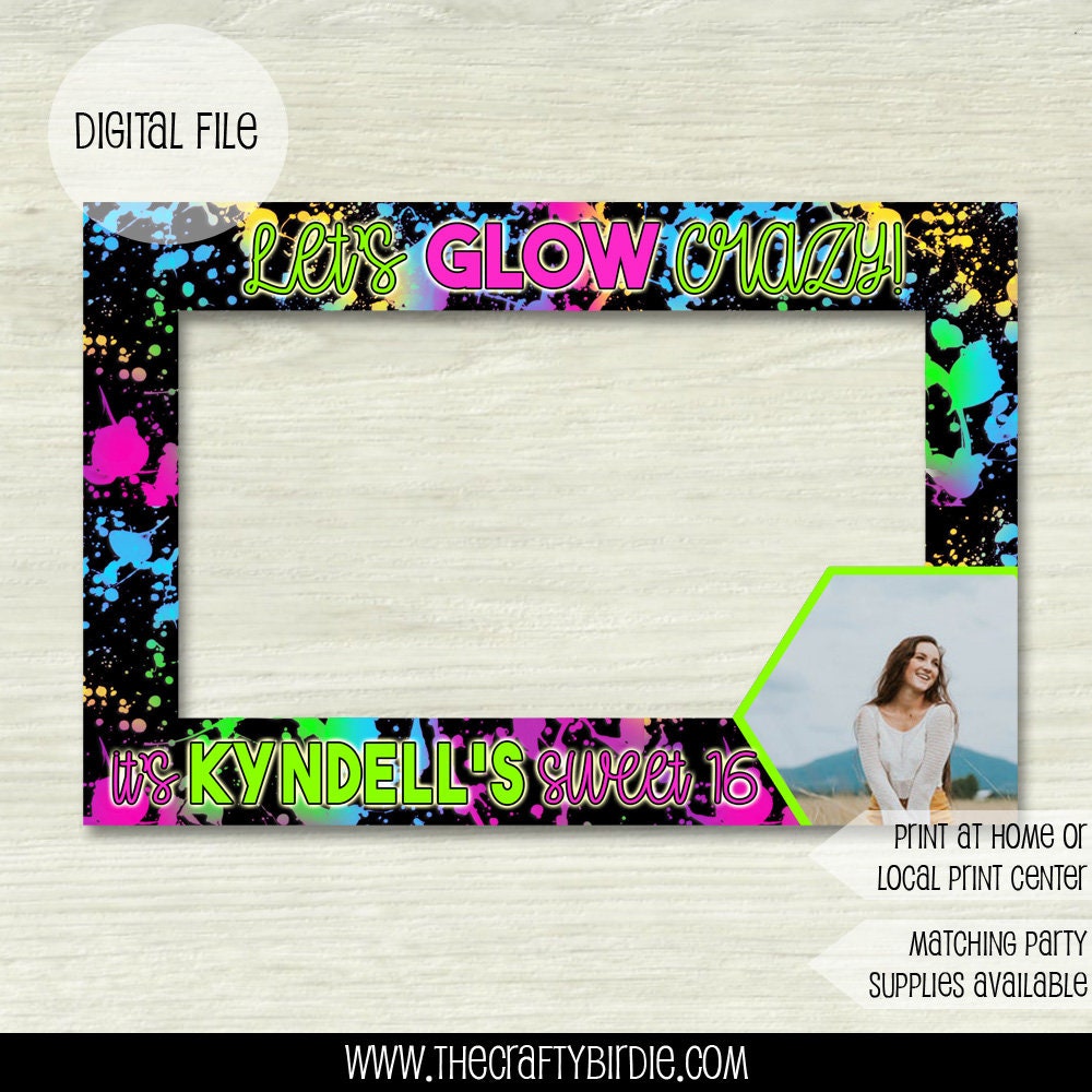 Neon Birthday Party Photo Booth Frame Glow Party Photo Booth - Etsy