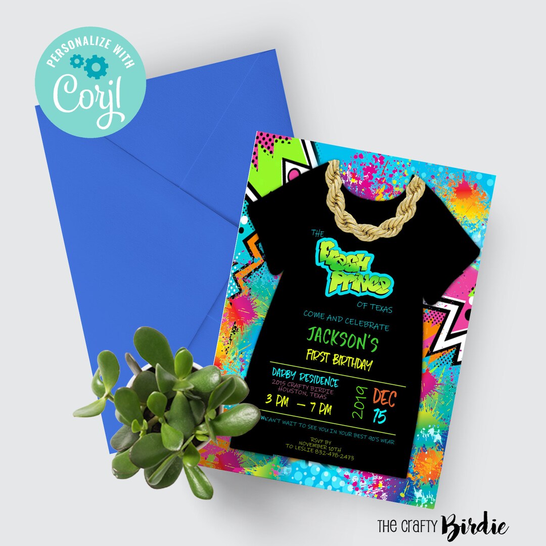 EDITABLE Fresh Prince Birthday Invite, 90s Birthday Invitation, Hip Hop ...
