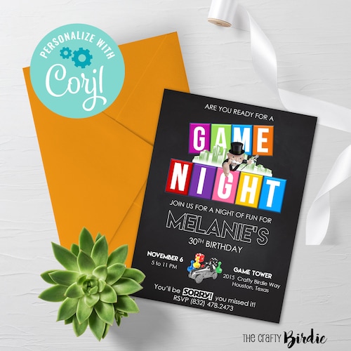 Editable Game Night Invitation Invite Family Birthday Party - Etsy