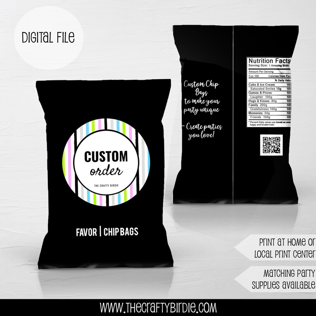 Custom Favor Bag, Chip Bag - Etsy