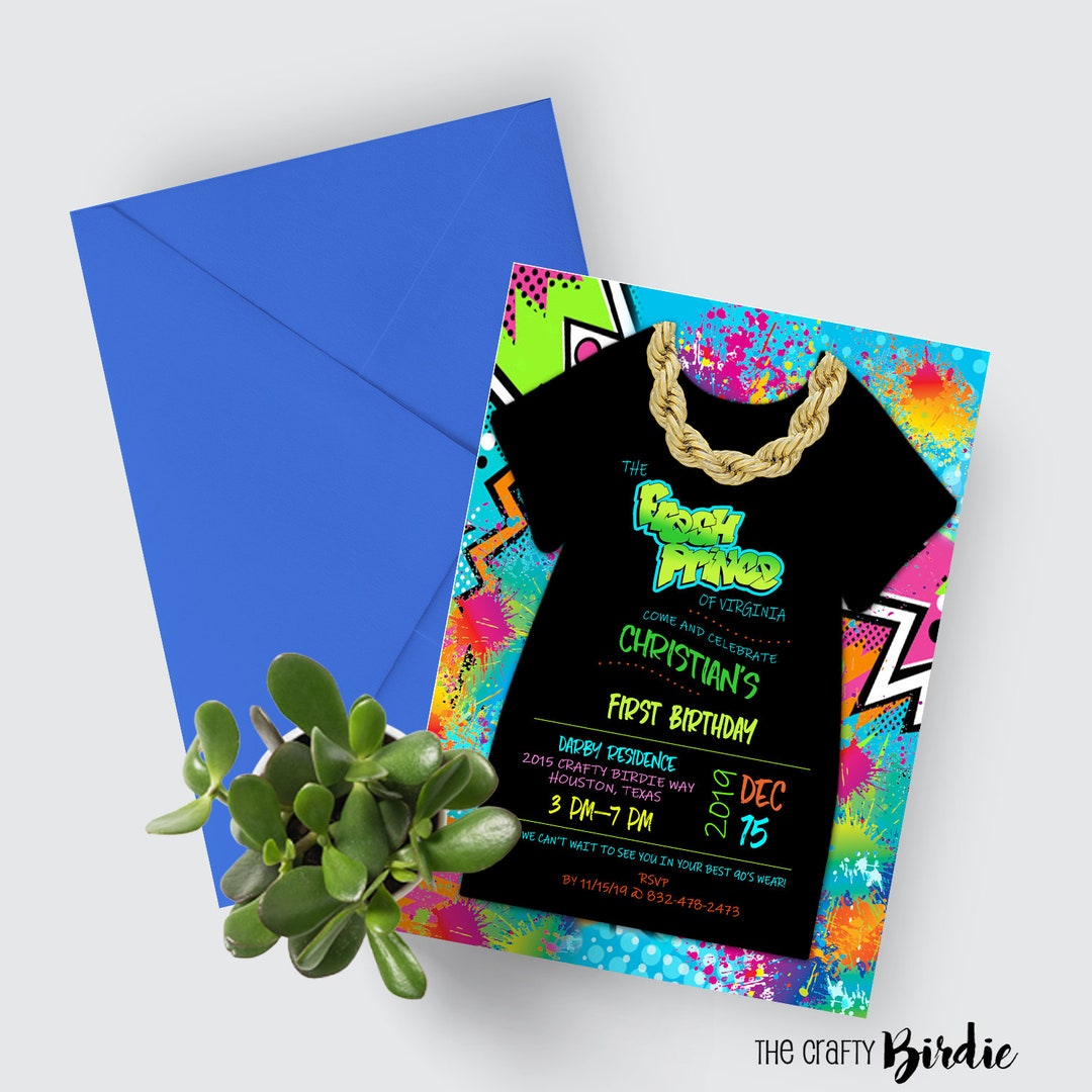Fresh Prince Birthday Invite, 90s Birthday Invitation, Hip Hop Birthday ...