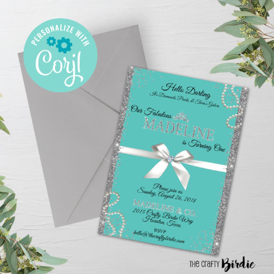 EDITABLE, Breakfast at Tiffany's Invitation, Teal Birthday Party ...