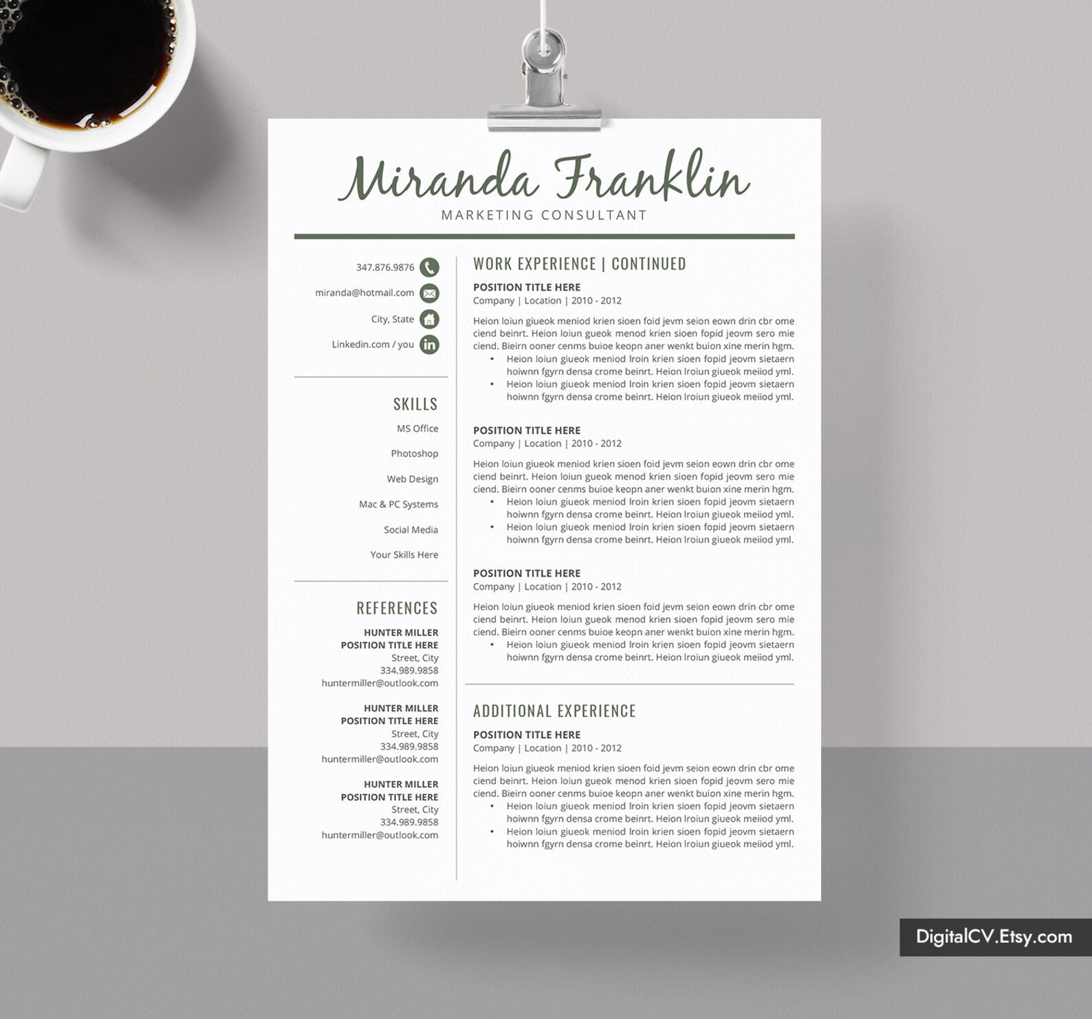 Simple CV Template Basic CV Template Professional Resume | Etsy