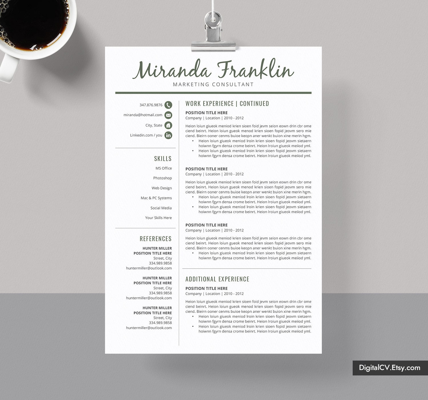 Simple CV Template Basic CV Template Professional Resume - Etsy Australia