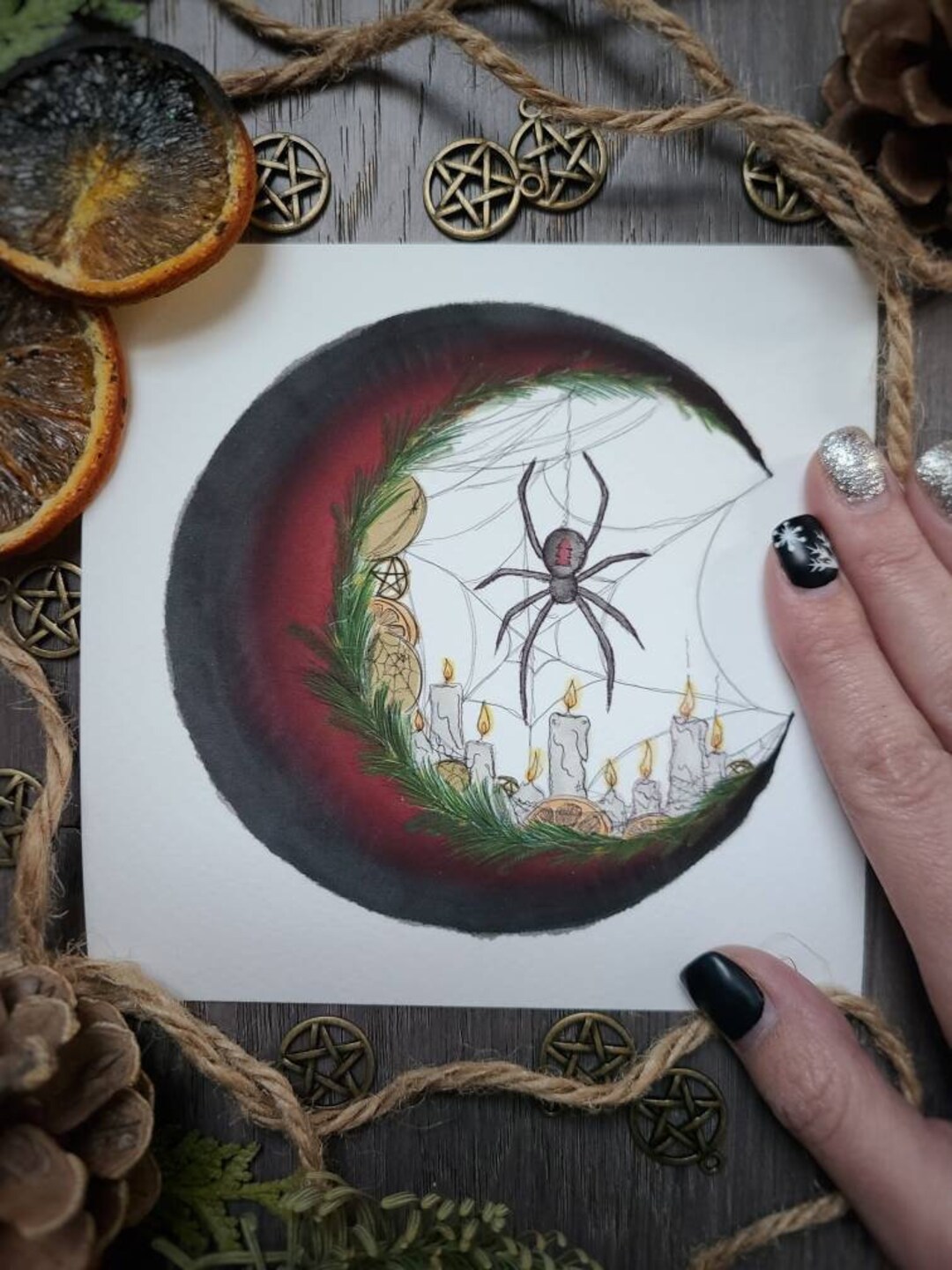 Yule Spider Painting / Art Print / Winter Witch / Yule Decor / Yule Art ...