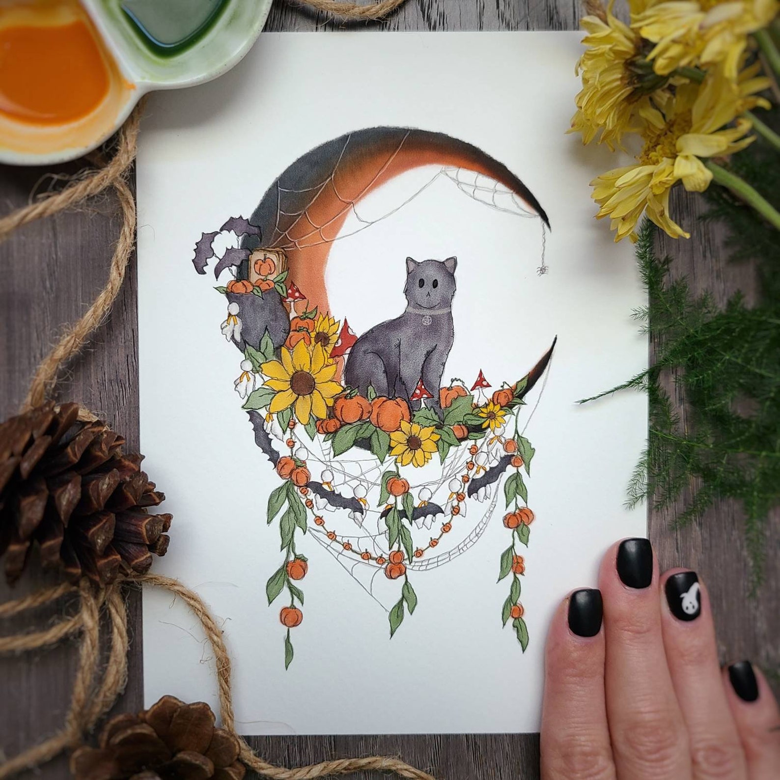 Halloween Moon Painting / Art Print / Painting / Wall Decor / - Etsy