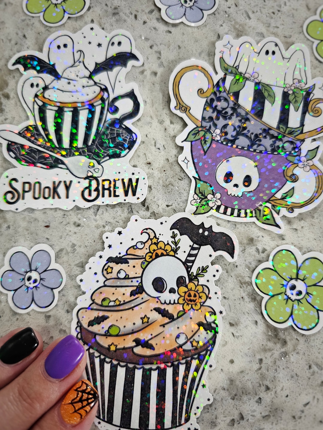 Holographic Sparkle Spooky Set / Vinyl Stickers / Spooky Cute Stickers ...