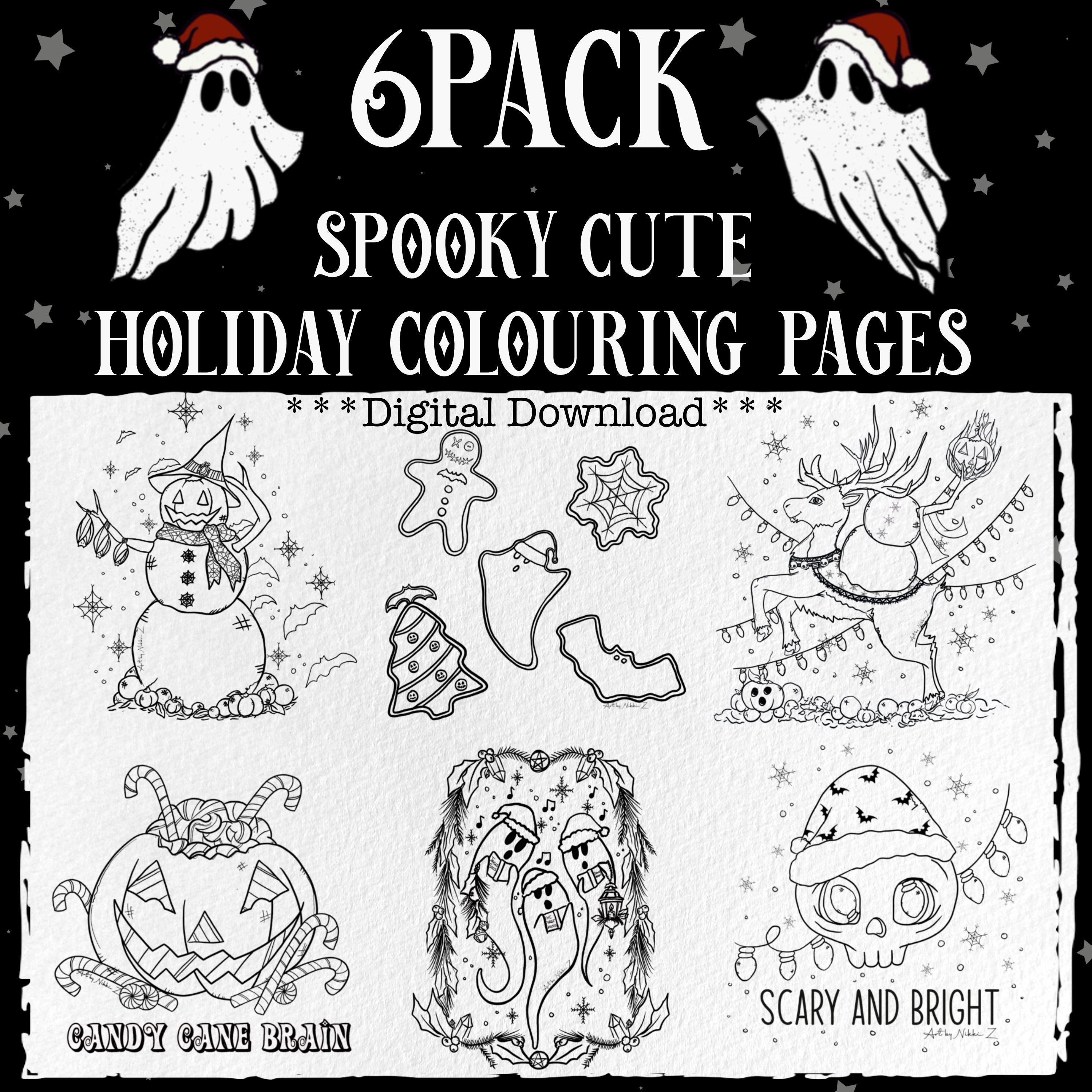Printable Holiday Coloring Pages / Christmas Coloring / Spooky - Etsy