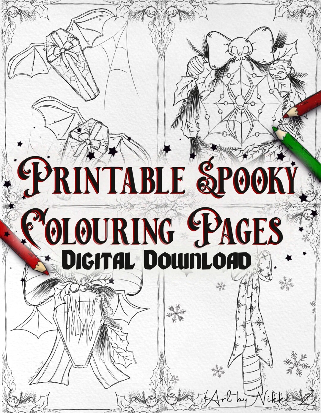 Printable Holiday Coloring Pages / Christmas Coloring / Spooky Coloring ...