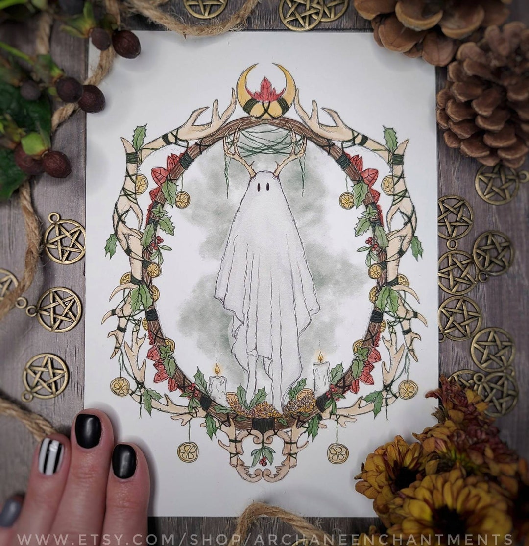 Yuletide Spirit Painting / Art Print / Witchy Decor / Yule Art - Etsy