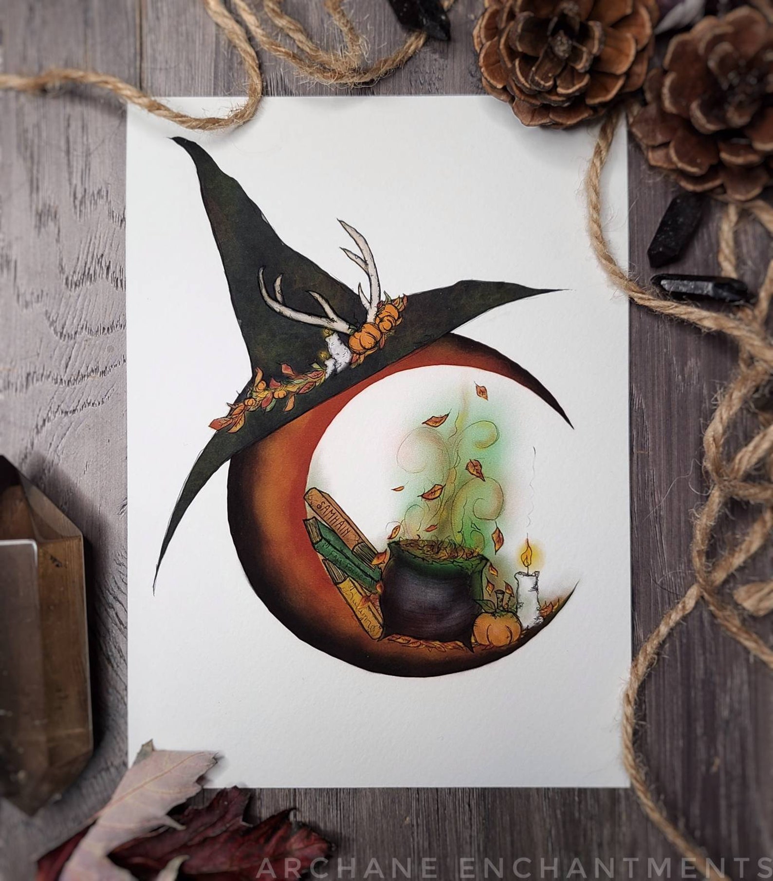 Autumn Moon Painting / Art Print / Autumn Decor / Fall Decor / Moon ...