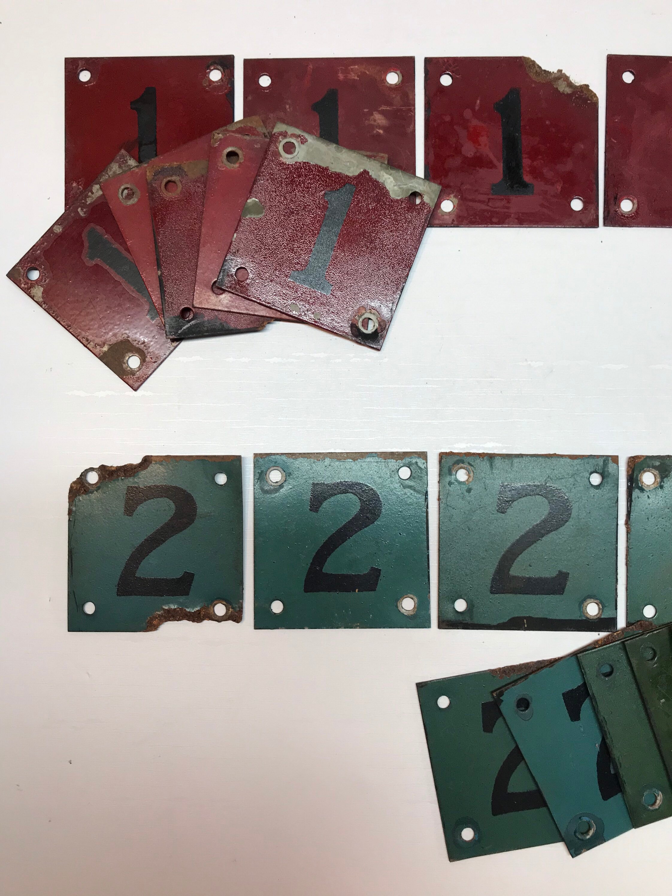 Antique Painted Metal Tags With Holes Numbered Key Rings | Etsy