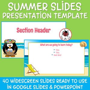 SUMMER Cute Power Point and Google Slides Presentation Template | 40 ...