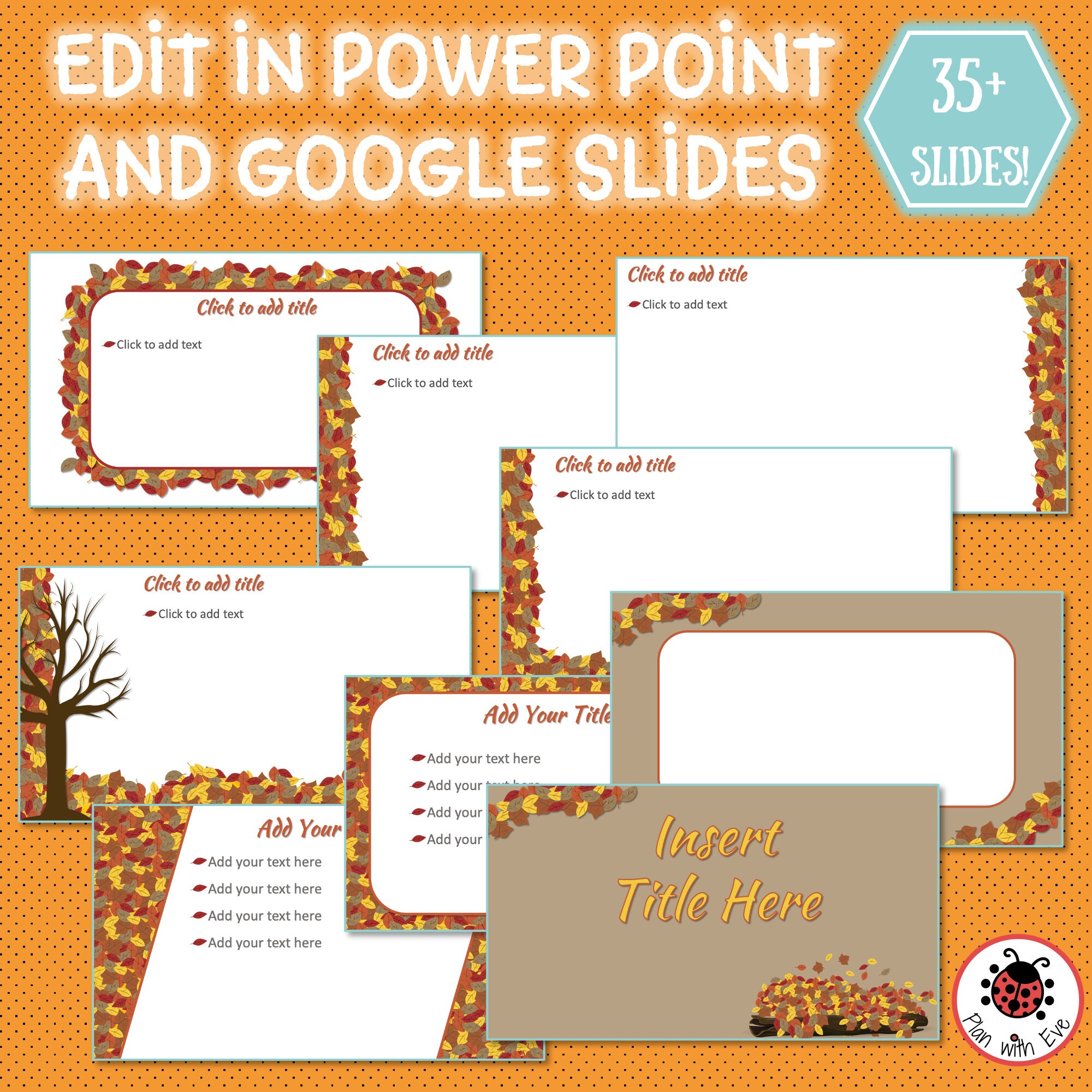 Beautiful FALL Powerpoint / Google Slides Template Widescreen Add Your ...