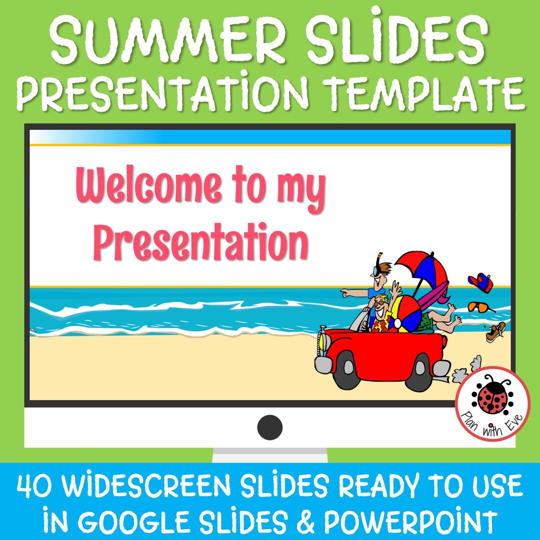 SUMMER Cute Power Point and Google Slides Presentation Template | 40 ...