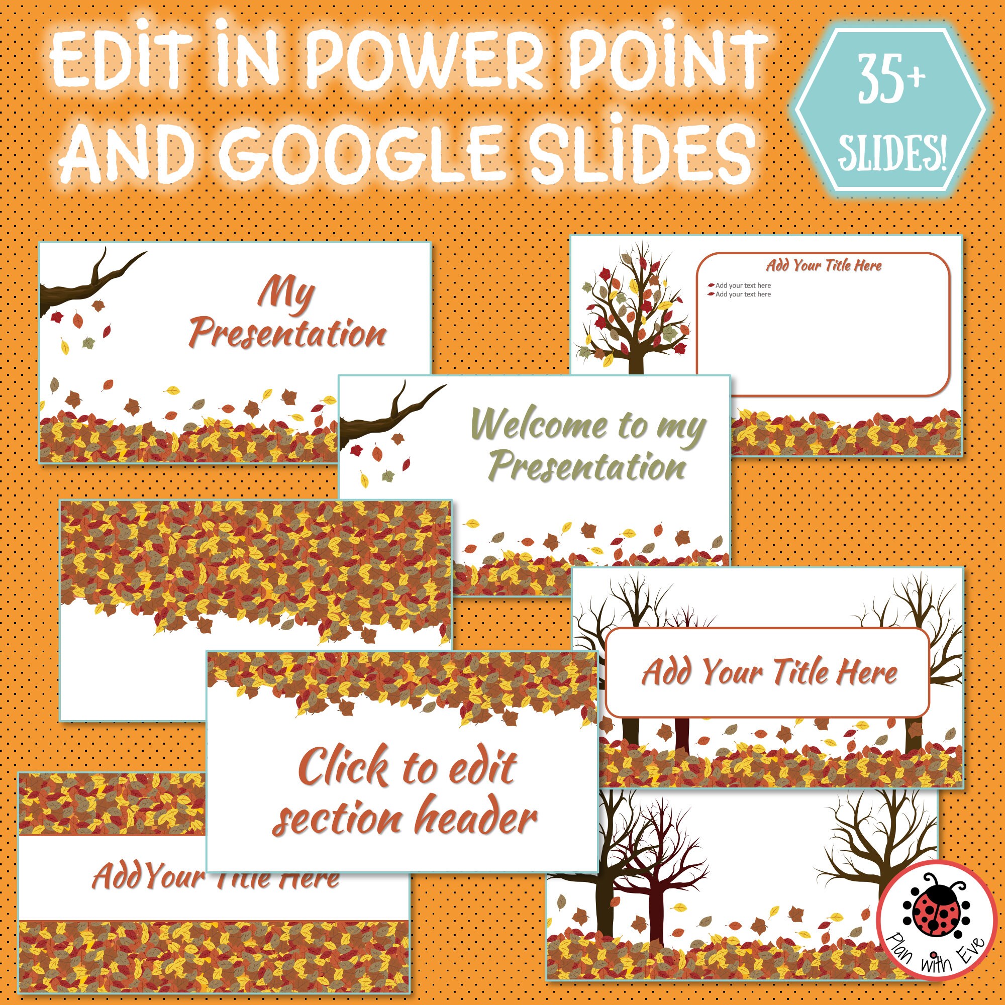 Beautiful FALL Powerpoint / Google Slides Template Widescreen Add Your ...