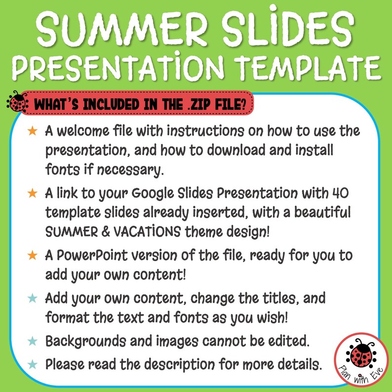 SUMMER Cute Power Point and Google Slides Presentation Template | 40 ...