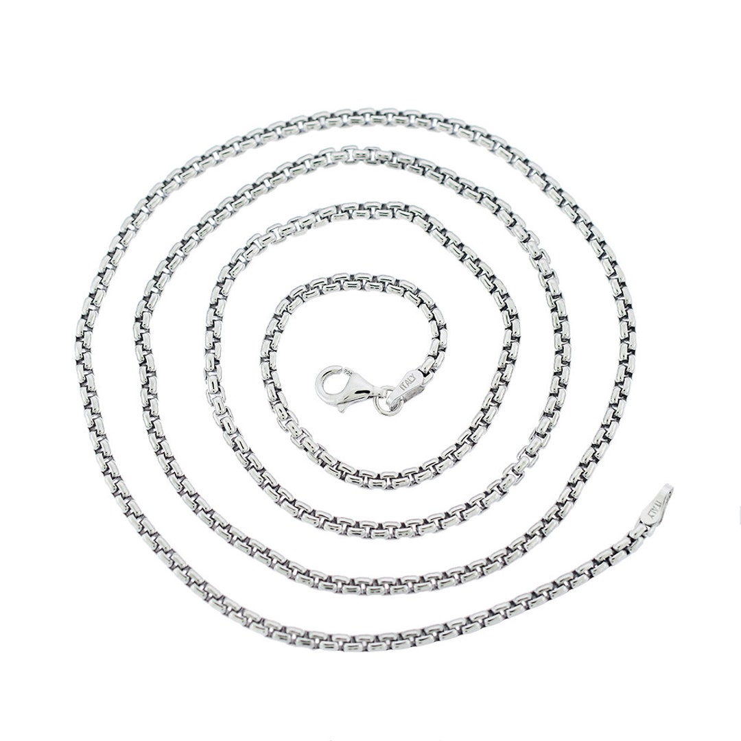925 Sterling Silver Round Box Chain Necklace Made in Italy 2.5 Mm - Etsy