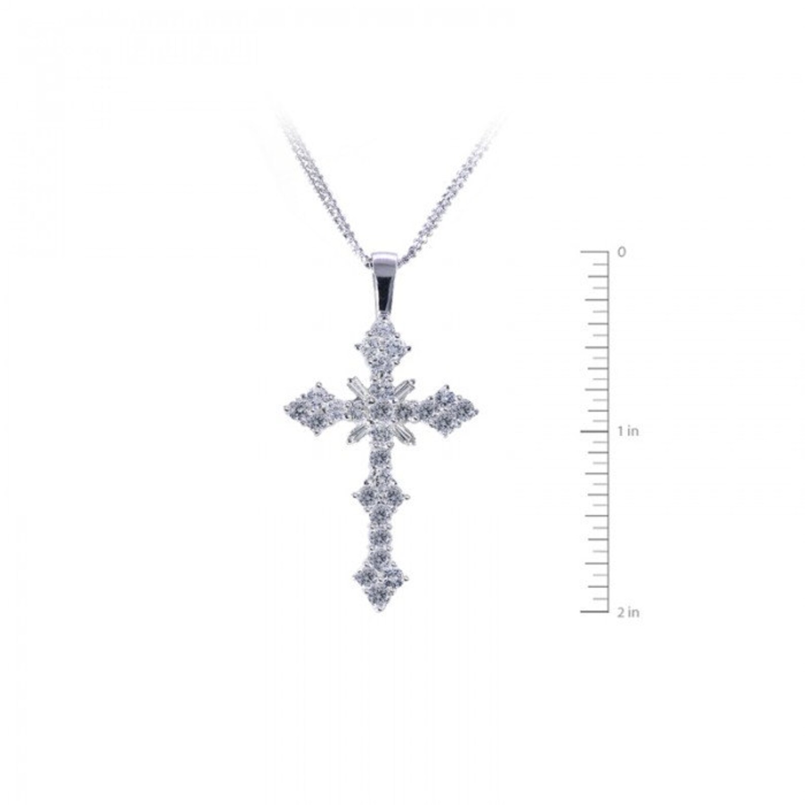 4.25 Carat Round & Baguette Cut Diamond Cluster Cross Pendant Necklace ...
