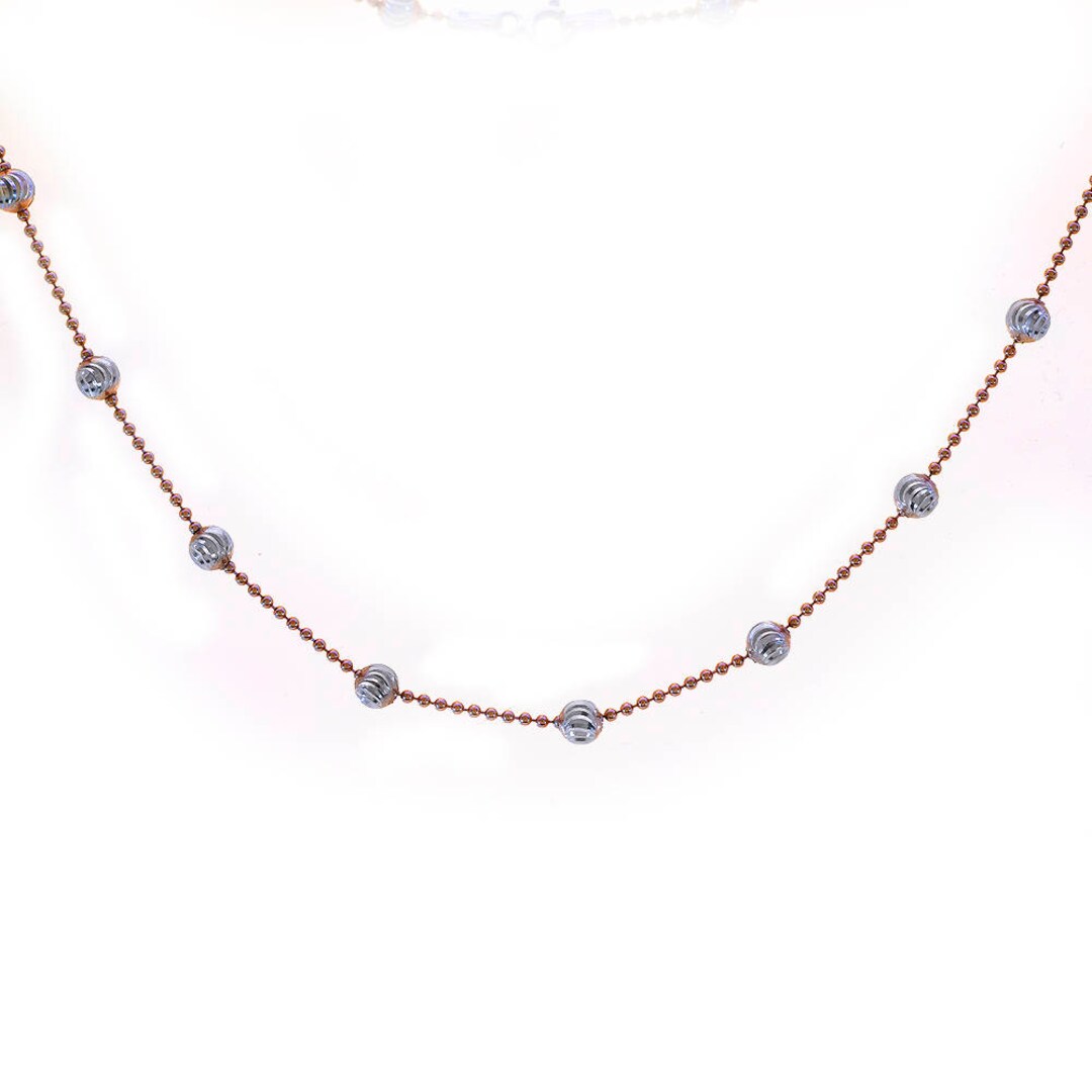 Beaded Link Chain Necklace 18K Rose Gold Over Silver 16" Made in Italy ...
