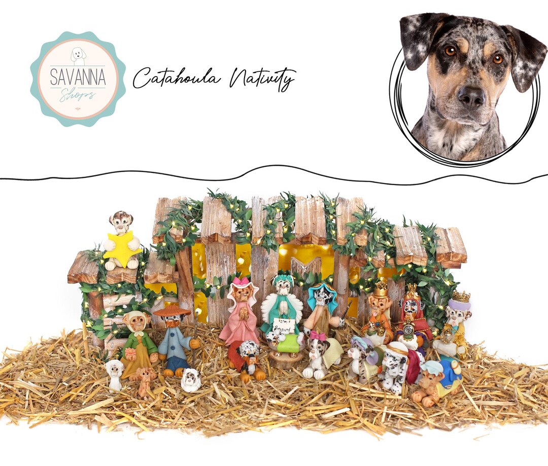 Handmade Catahoula Dog Nativity Set: Dog Lover Gift, Leopard Dog - Etsy