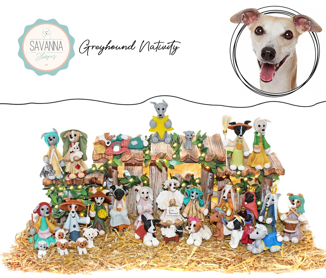 Handmade Greyhound, Whippet, Dog Nativity Set: Dog Lover Gift - Etsy