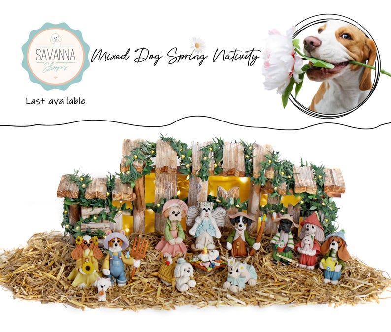 Handmade Dog Nativity Set: Mixed Breed Spring Theme - Etsy