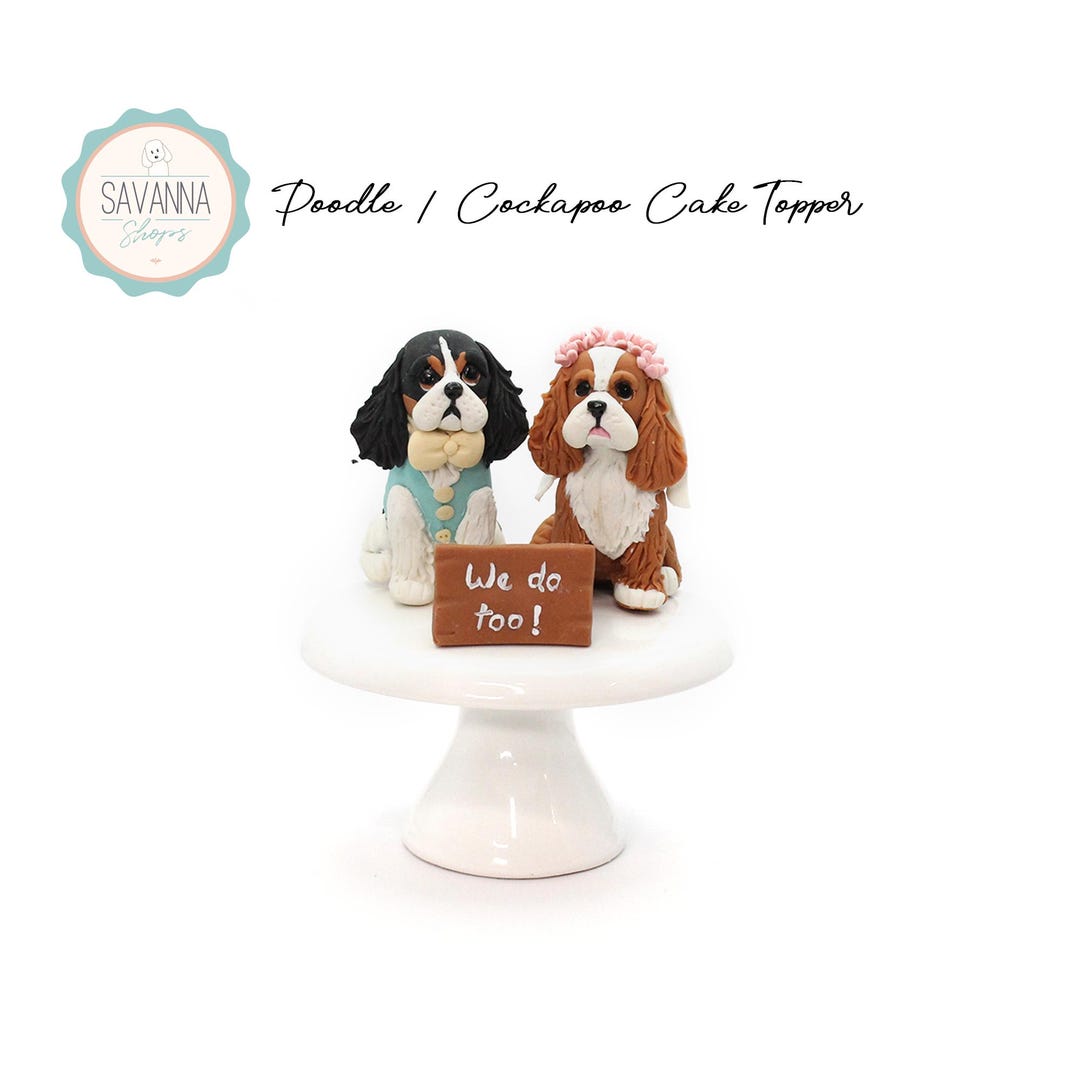 Clay Dog Cake Topper, Cavalier Cake Topper, Wedding Cake Topper, Dog ...