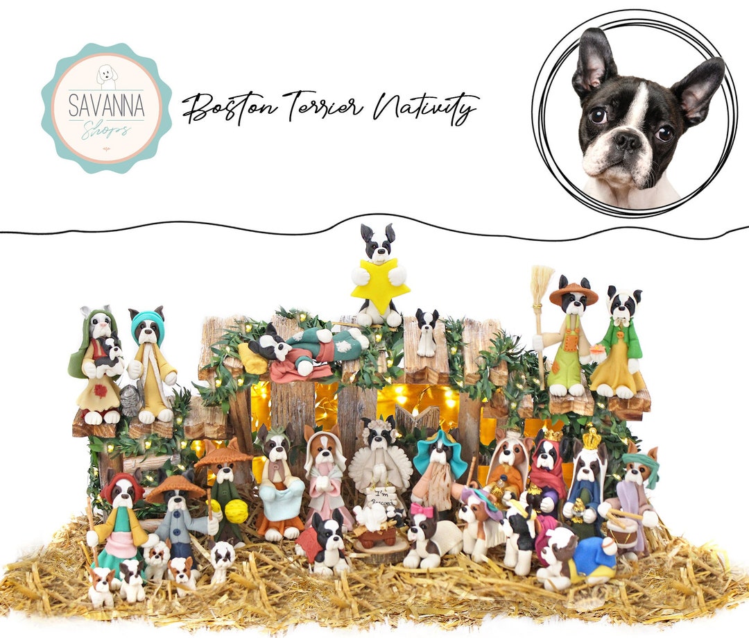 Handmade Boston Terrier Dog Nativity Set: Dog Lover Gift - Etsy