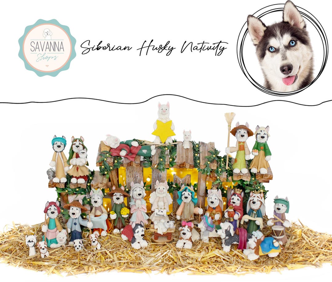 Handmade Siberian Husky Dog Nativity Set: Dog Lover Gift - Etsy