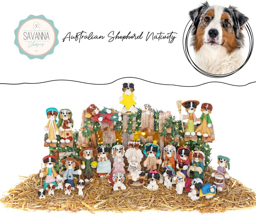 Handmade Australian Shepherd Dog Nativity Set: Dog Lover Gift - Etsy