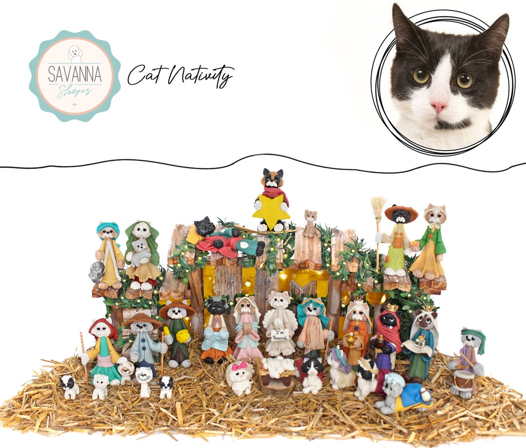 Handmade Cat Nativity Set: Cat Lover Gift - Etsy