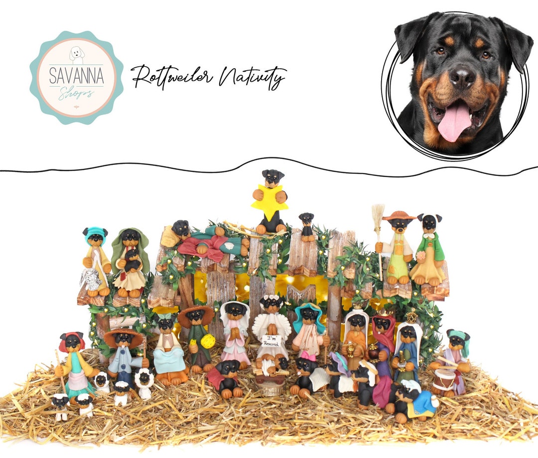 Handmade Rottweiler Dog Nativity Set: Dog Lover Gift - Etsy