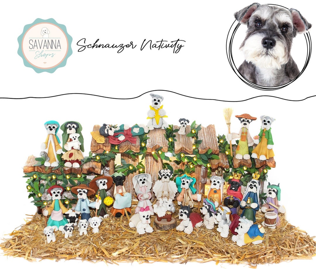 Handmade Schnauzer Dog Nativity Set: Dog Lover Gift - Etsy