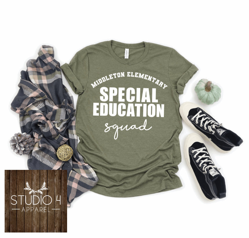 Special Education Teacher Shirt, Elementary School Name, Sped Squad ...