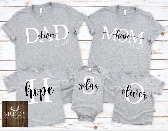 Matching Family Shirts Custom Mom Dad Established Year Kids - Etsy
