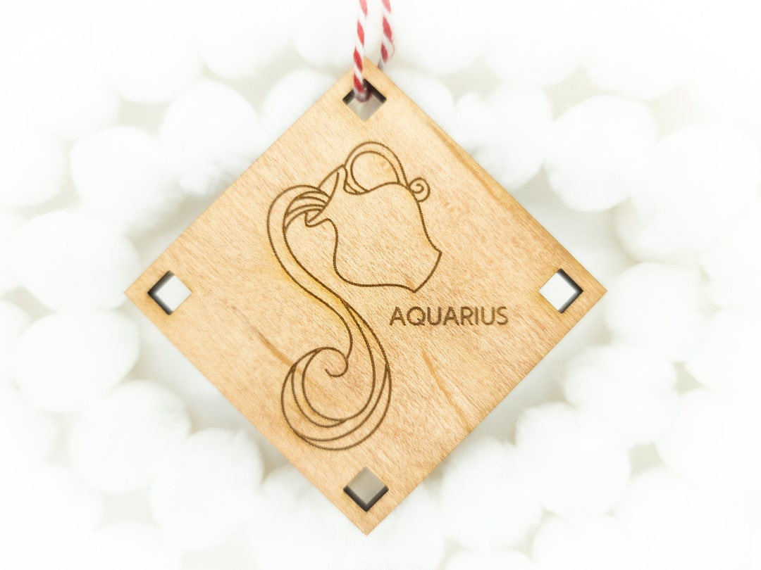 Aquarius Tree Ornament Wood Zodiac Sign Ornament - Etsy