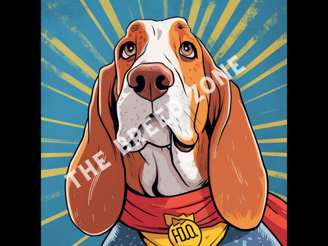 Basset Hound Comic Book Digital Art, Basset Hound Clipart, Basset Hound ...