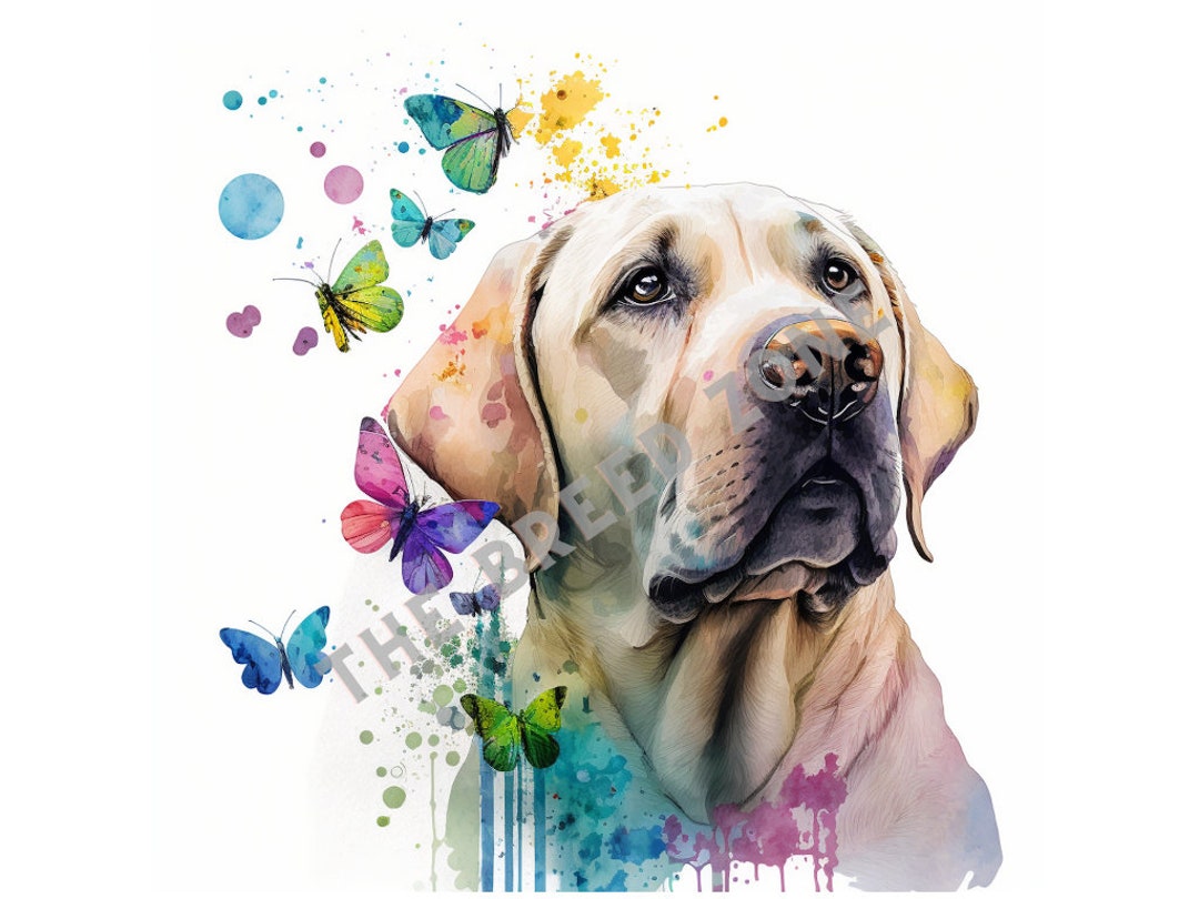 Yellow Labrador Retriever Watercolor Digital Art, Yellow Labrador ...