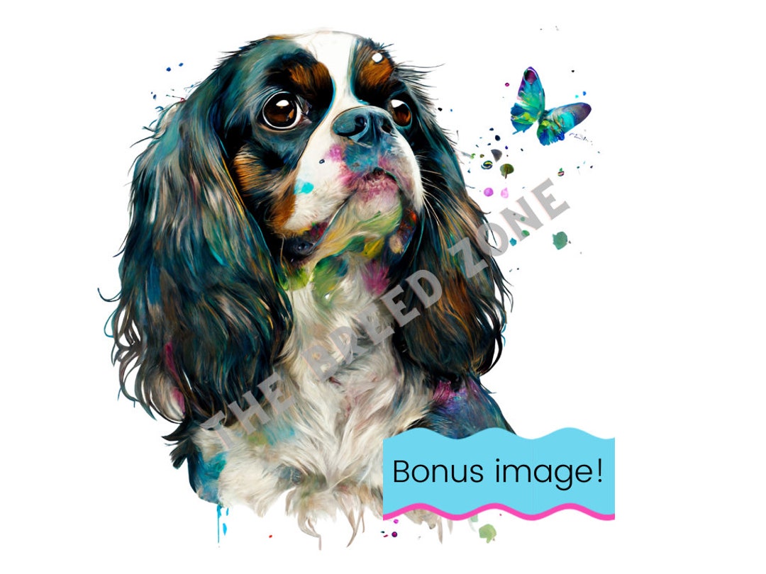 King Charles Spaniel Watercolor Digital Art, King Charles Spaniel ...
